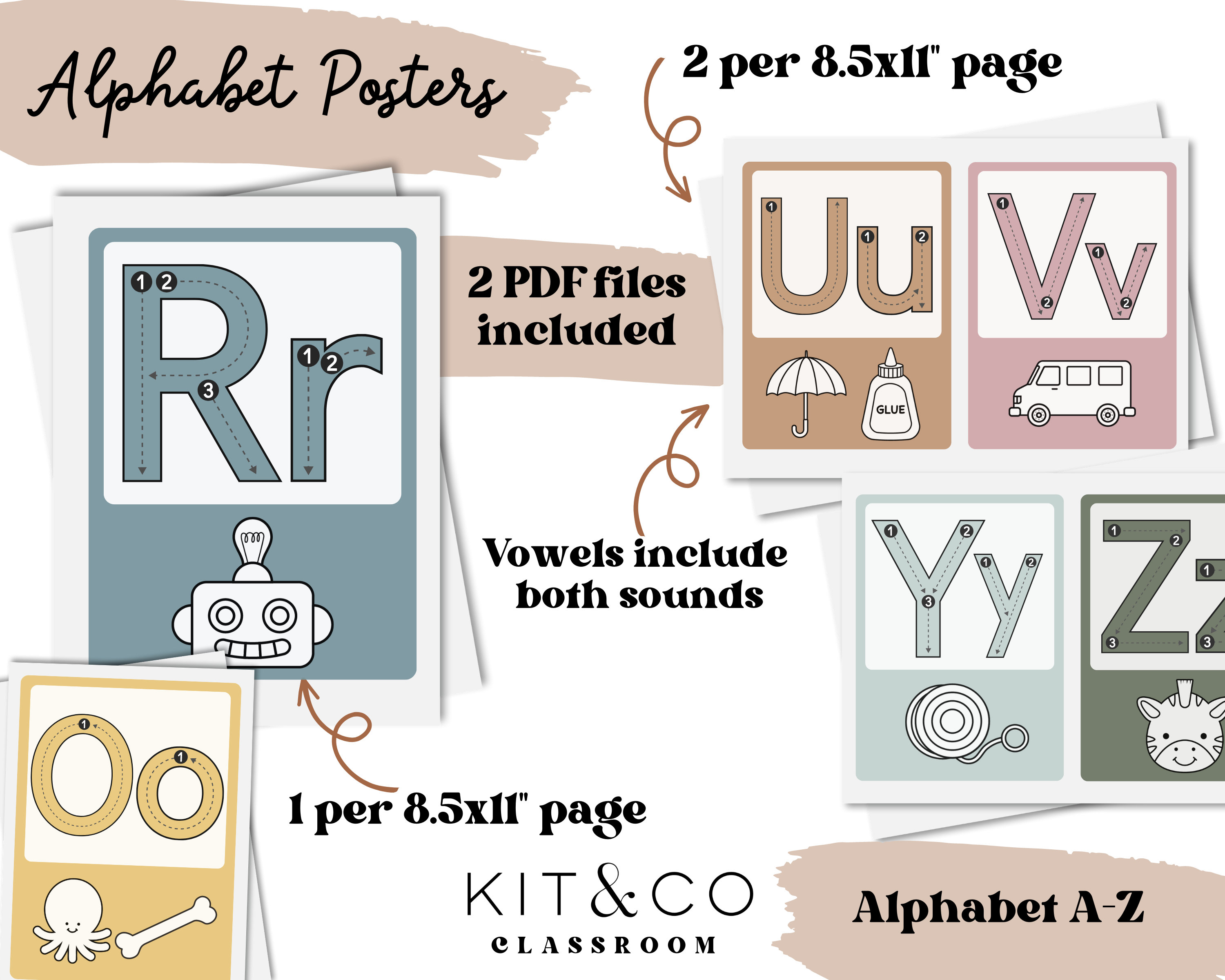 Modern Boho Classroom Decor Bundle: Posters, Calendar, Numbers (digital ...