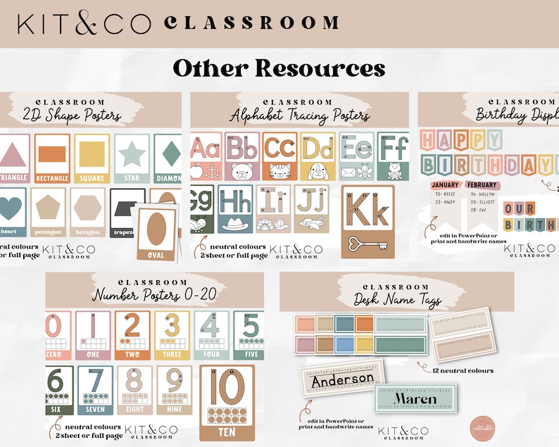 Neutral Boho Classroom Birthday Display: Printable Banners (PDF ...