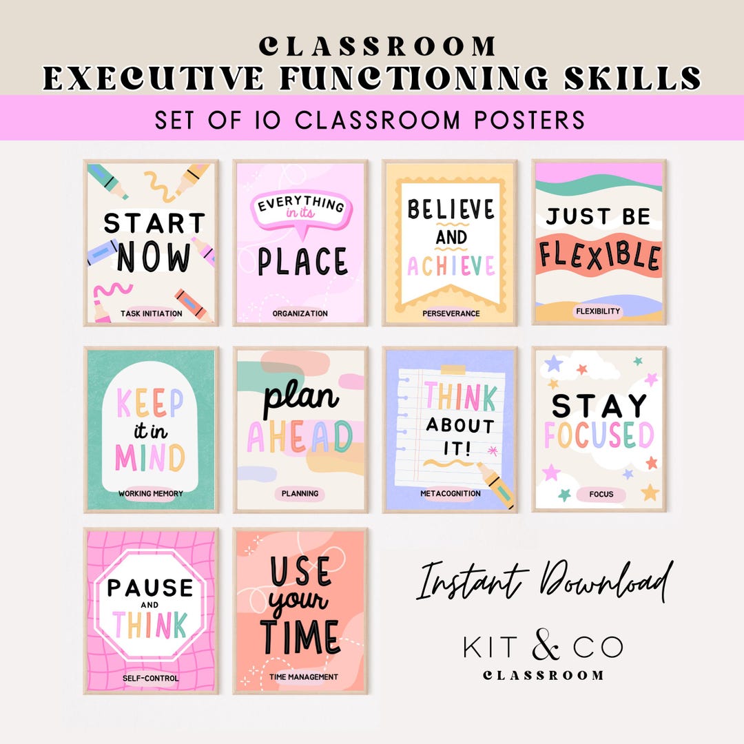Executive Functioning Skills Classroom Posters - Set of 10 ...