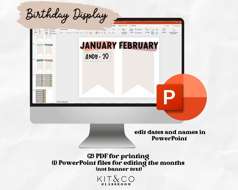 Neutral Boho Classroom Birthday Display: Printable Banners (PDF ...