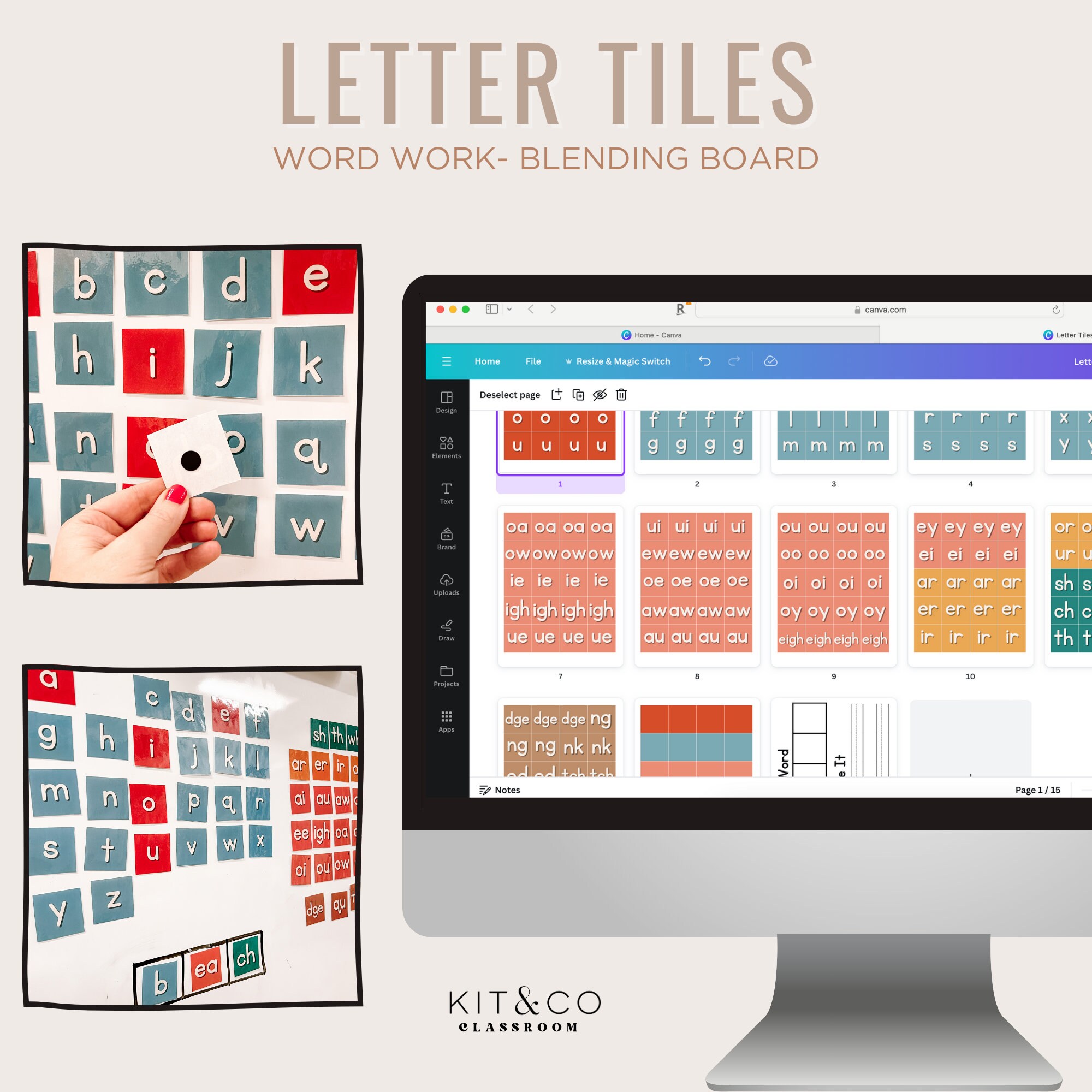 Letter Tiles: Word Work, Blending Board (canva Editable Template) - Etsy
