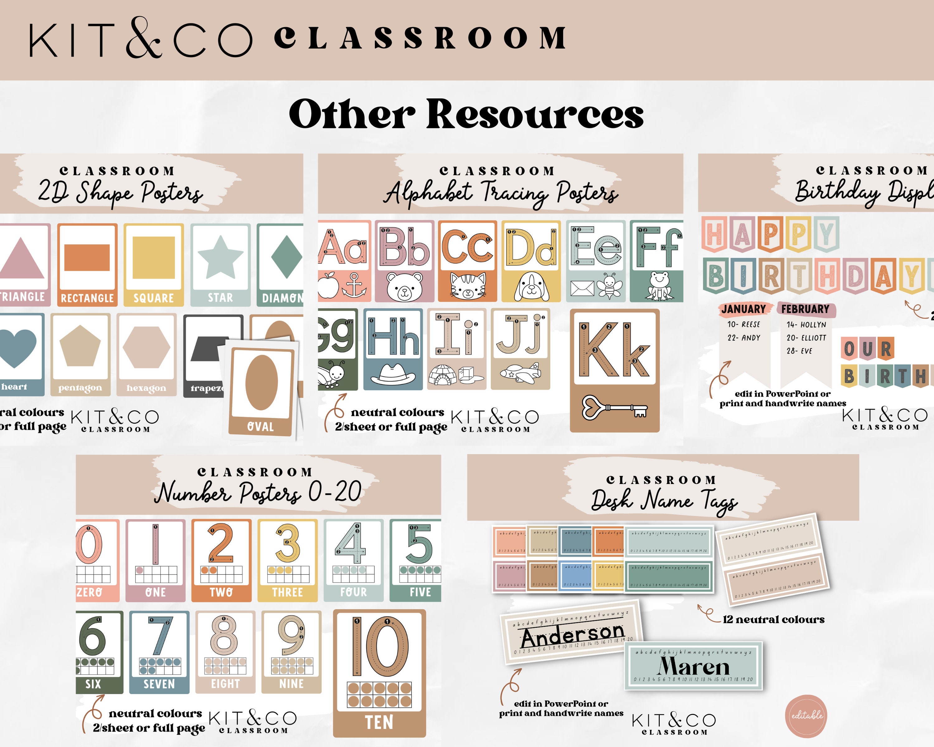 Number Posters 0-30: Neutral Boho Classroom Decor (printable) - Etsy