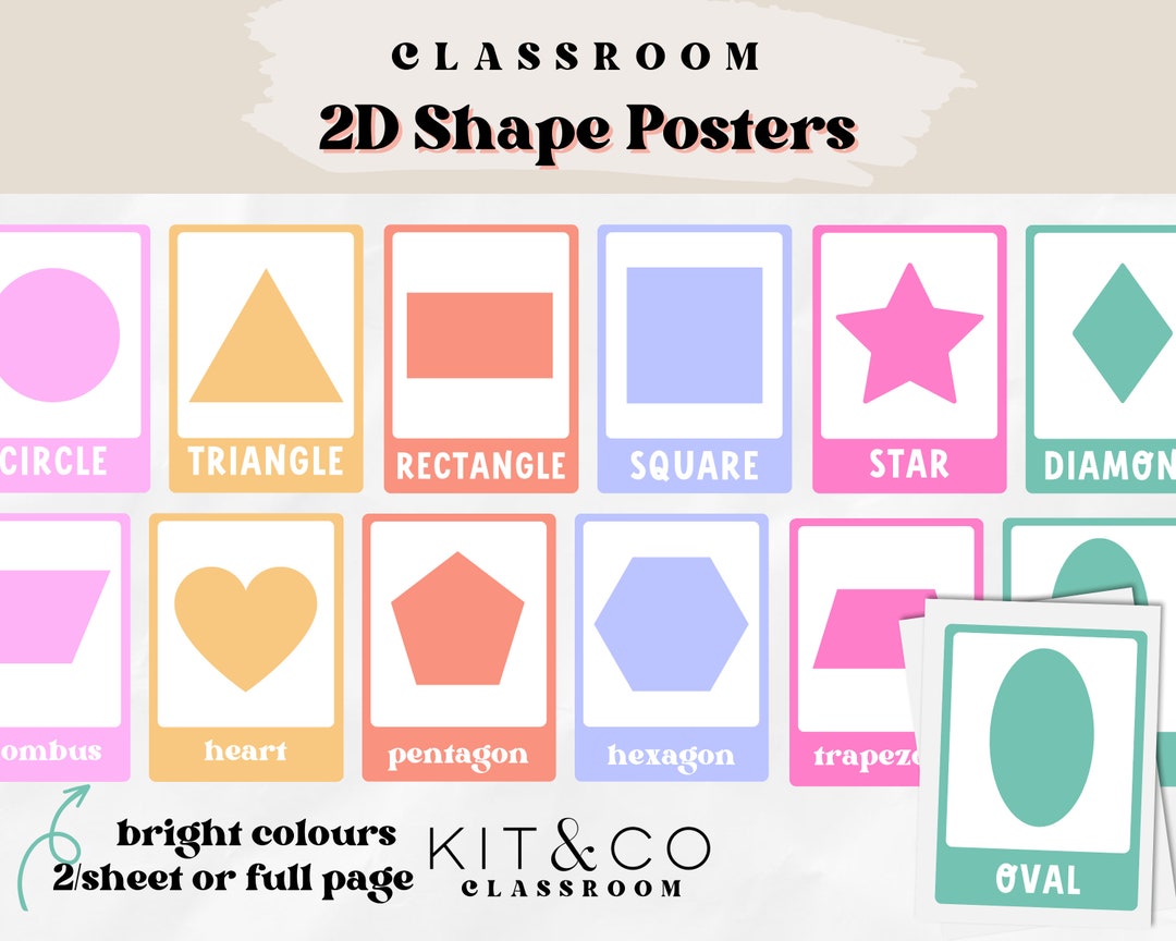 Shape Posters Classroom 2D Shapes, Class Posters, Education Flash Cards ...