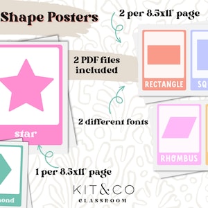 Shape Posters Classroom 2D Shapes, Class Posters, Education Flash Cards ...