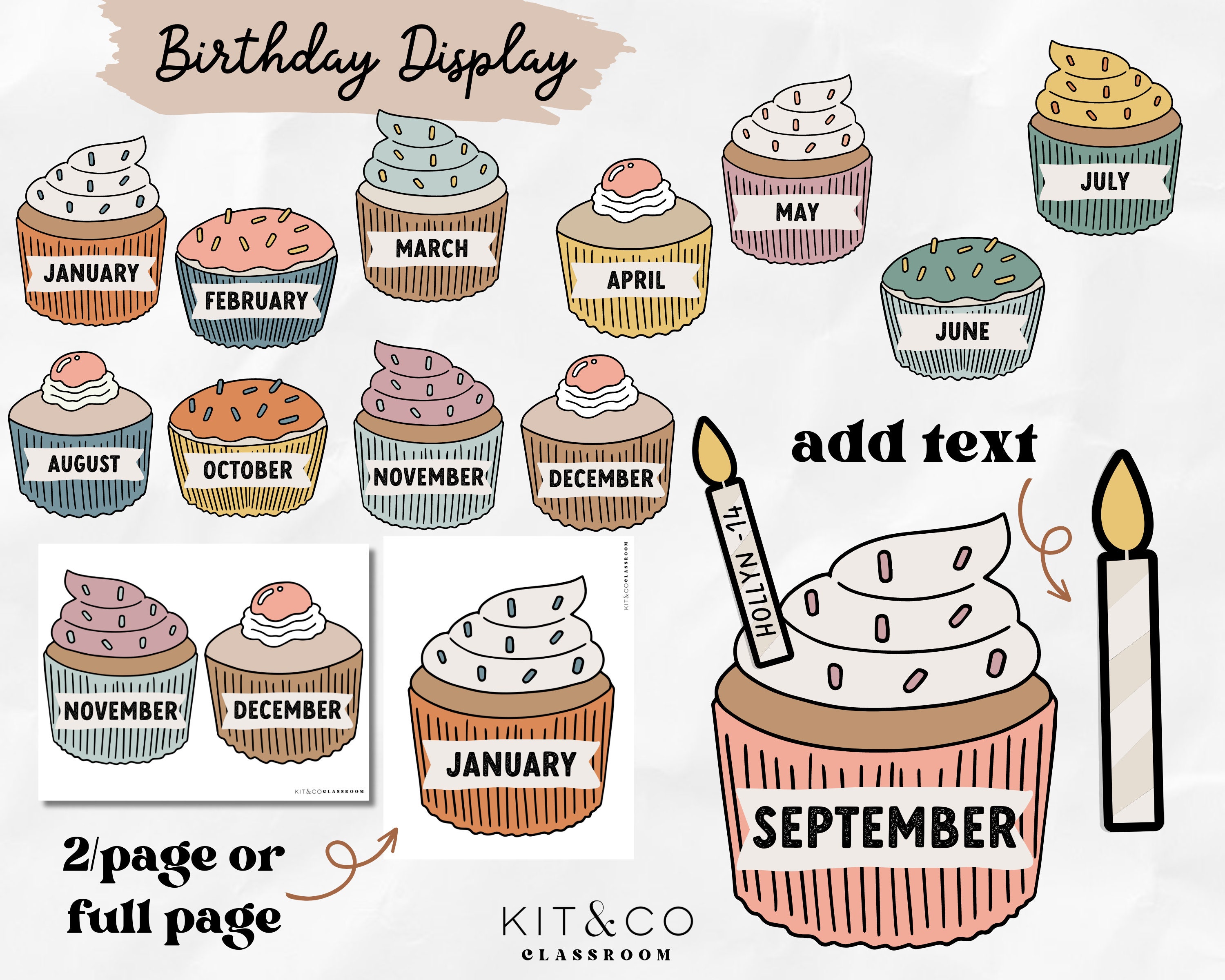 Neutral Boho Classroom Birthday Display: Printable Banners (PDF ...