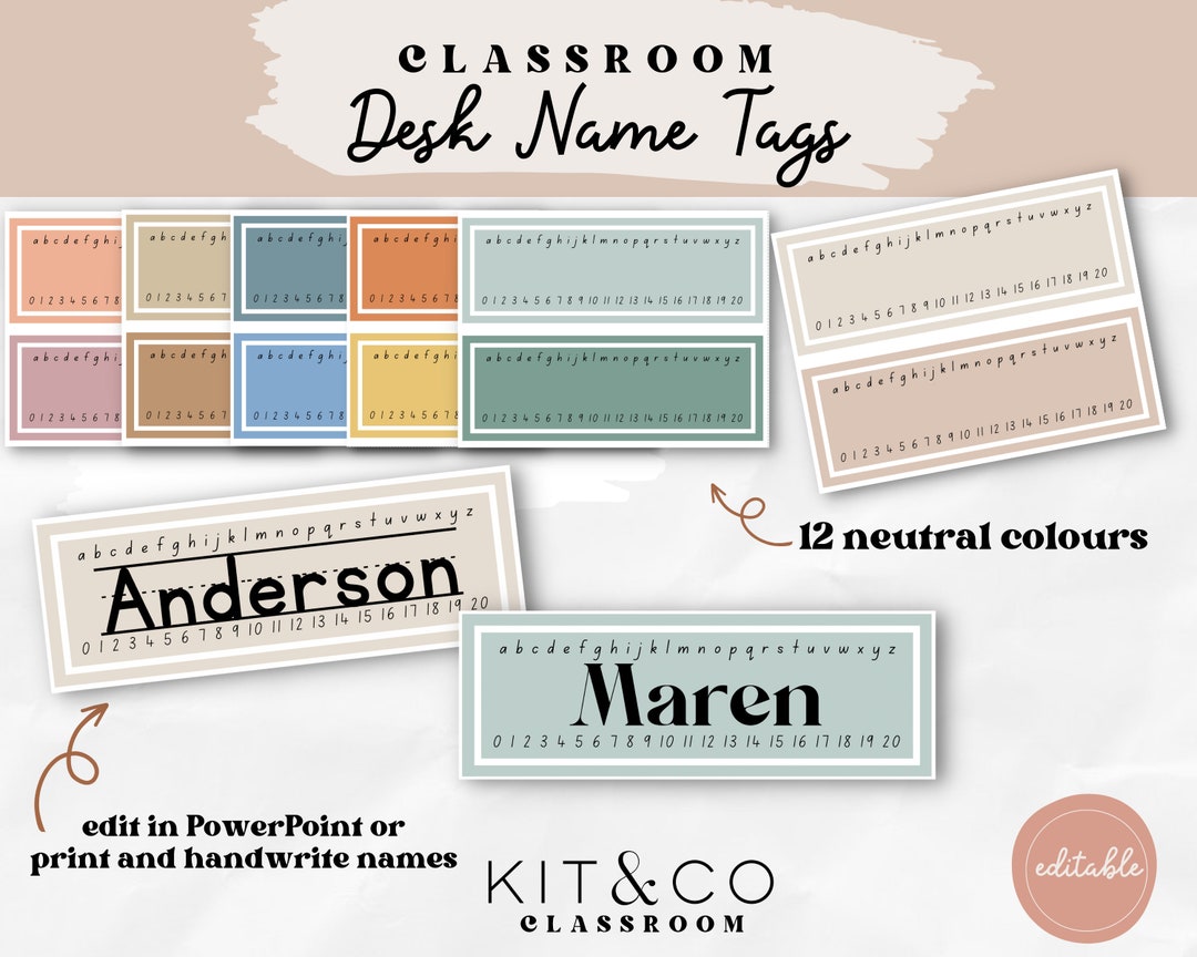 Neutral Classroom Desk Name Tags: Boho Decor (PDF & PPT) - Etsy