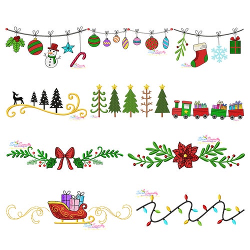 Christmas Border Machine Embroidery Design Christmas Candy - Etsy