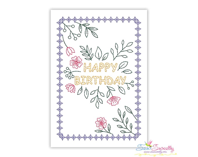 Birthday Cake Card Embroidered Card Hand-sewn - Etsy
