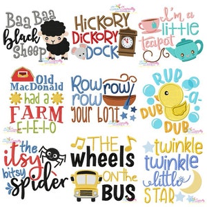 Nursery Rhyme Lettering-v1 Embroidery Design Bundle - Etsy