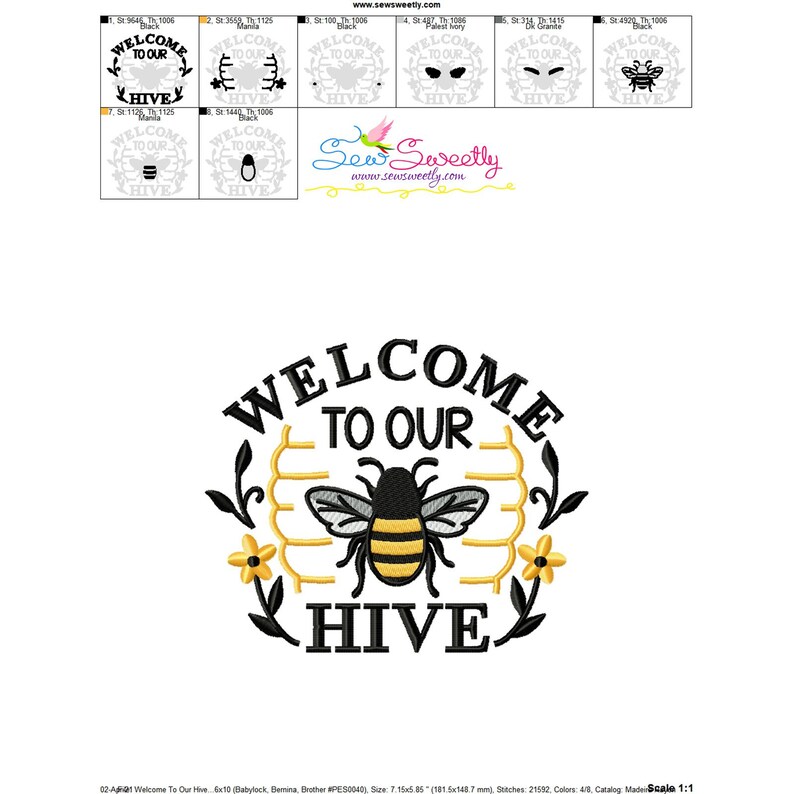 Welcome to Our Hive Bee Lettering Embroidery Design - Etsy