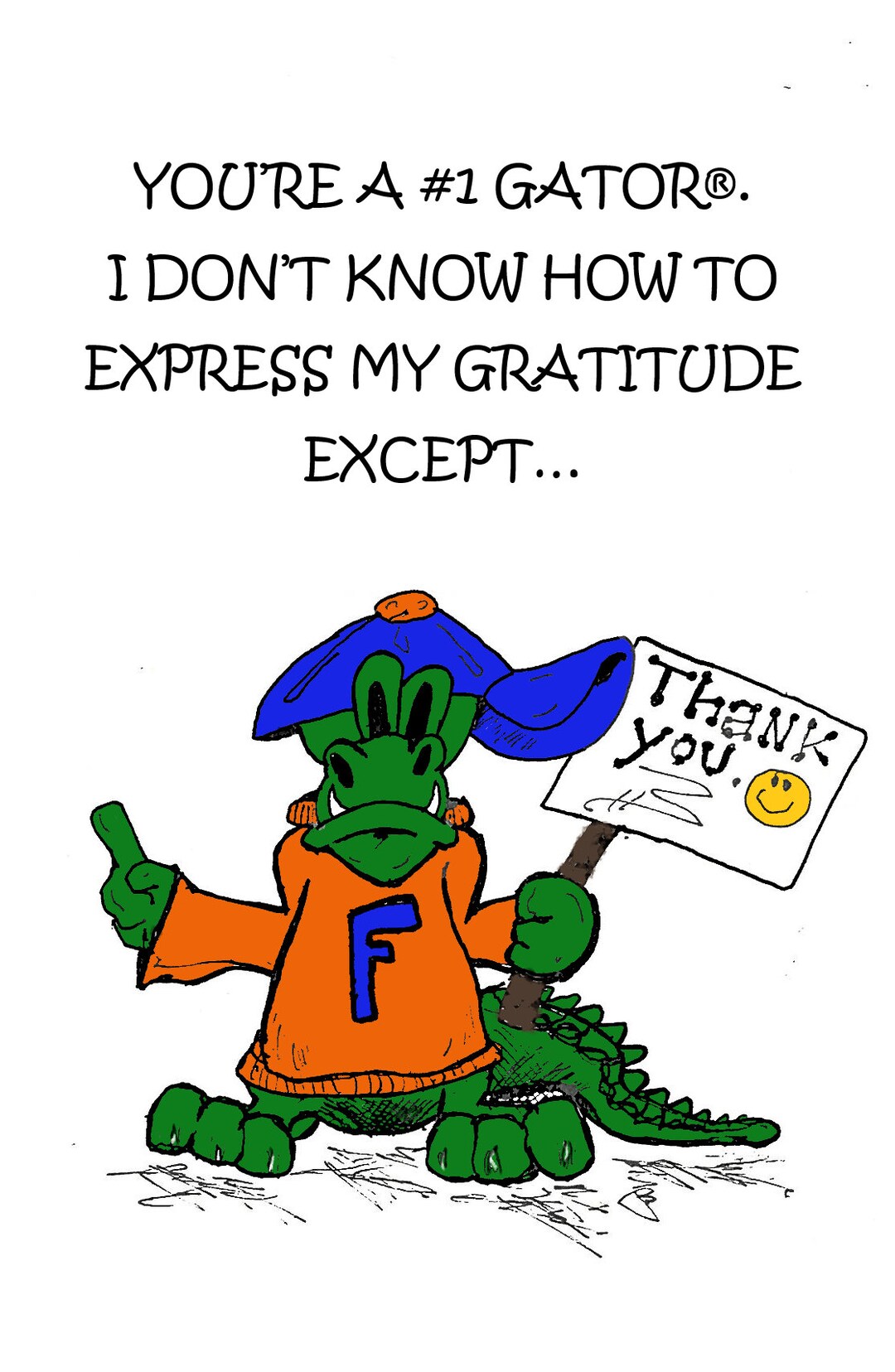 Thank You Gator Greeting Card | Gator Greeting Cards | Florida Gator ...