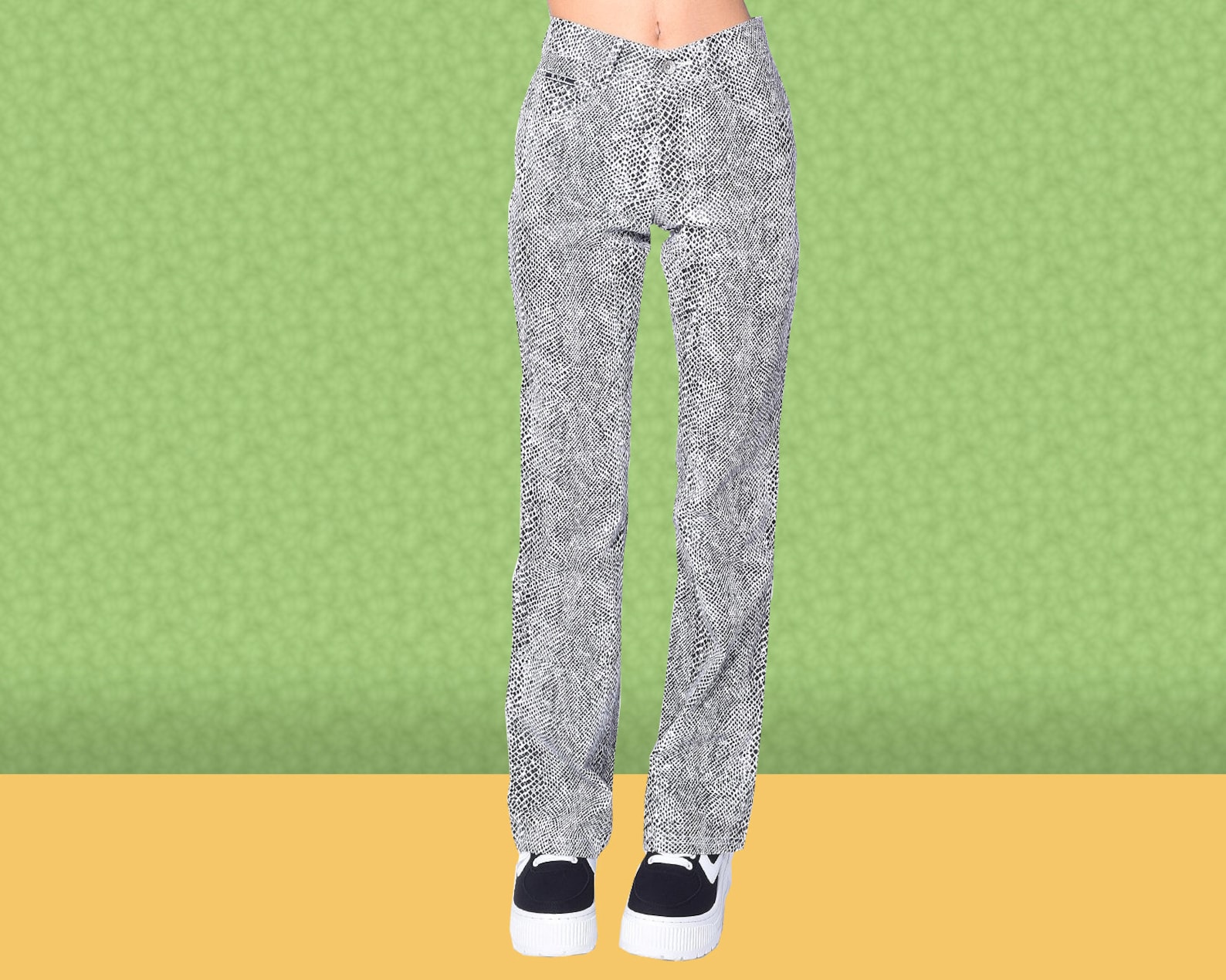 Deadstock Kayla B/W Reptile Print Flare Pants~ Free US Shipping - Etsy