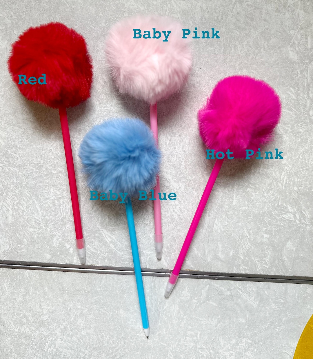 Clueless Fuzzy Pom Pom Writing Pen! - Blue, Pink, Red - Etsy