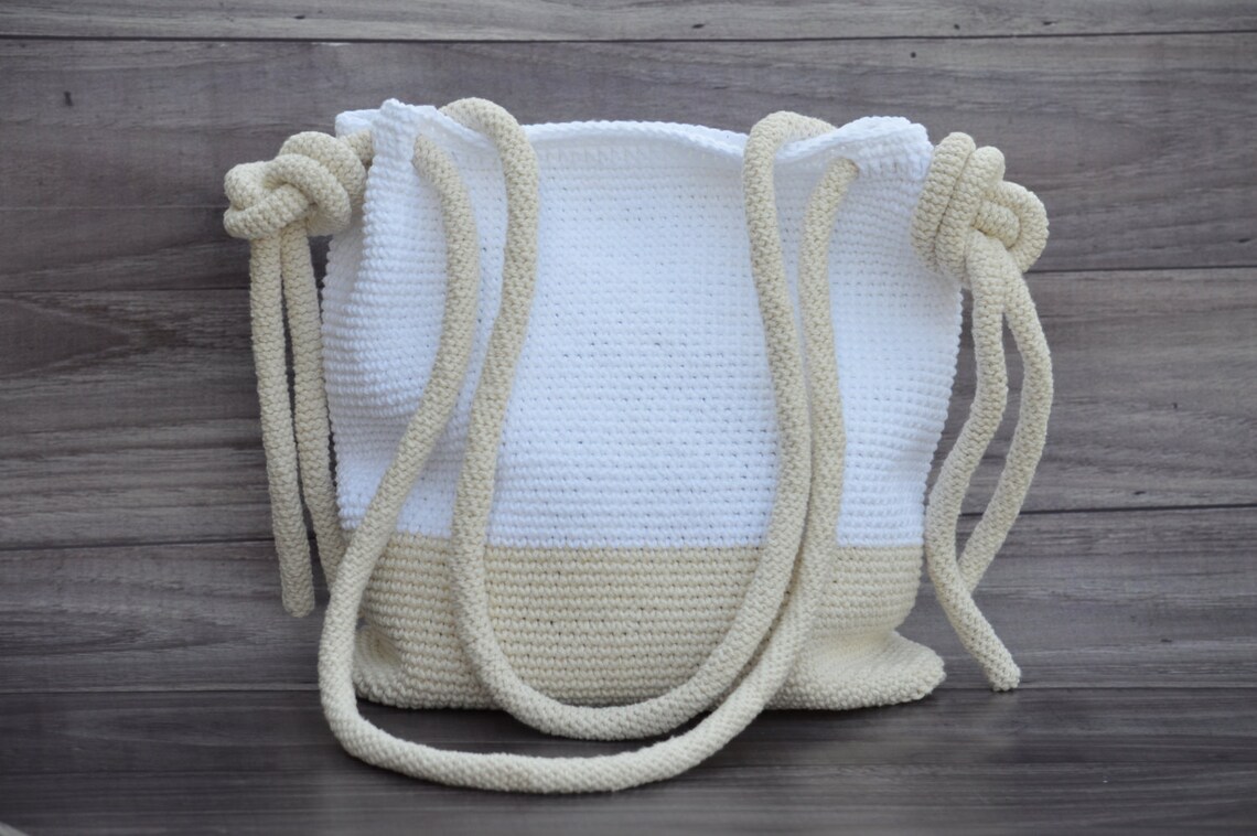 Crochet Handbag With Crochet Rope Shoulder Straps. Crochet Tote. - Etsy