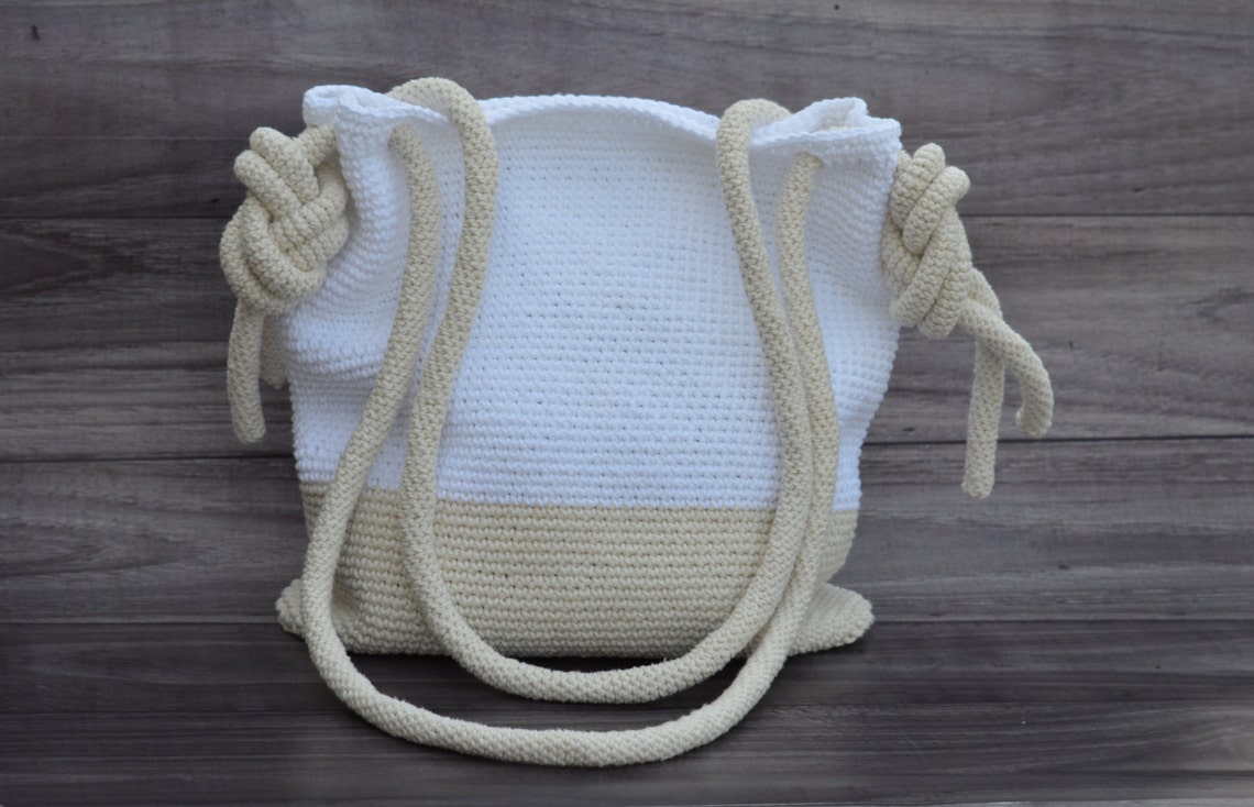 Crochet Handbag With Crochet Rope Shoulder Straps. Crochet Tote. - Etsy
