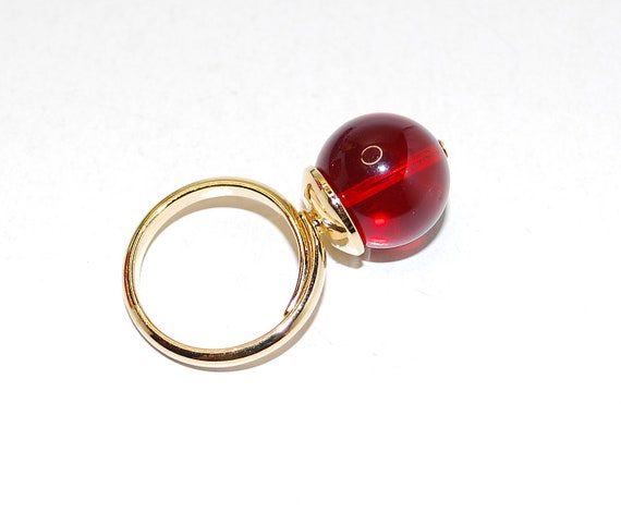 Gold Color Ring With Red Amber Genuine Red Amber Impressive - Etsy