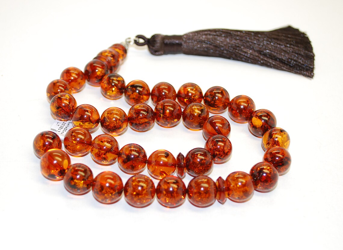Massive Amber Prayer Beads Genuine Cognac Baltic Amber Islam - Etsy
