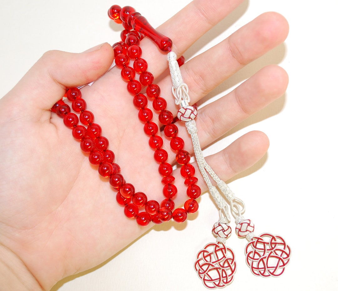 Ruby Caribbean Amber Prayer Beads: 99 Round Balls, 7 Mm Diameter ...