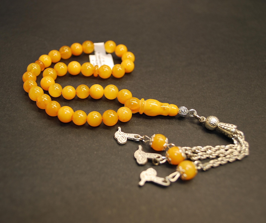 Baltic Amber Prayer Beads: Egg Yolk Color, 33 Round Balls - Etsy