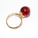 Adjustable Red Baltic Amber Ring: Gold Brass Statement Ring - Etsy