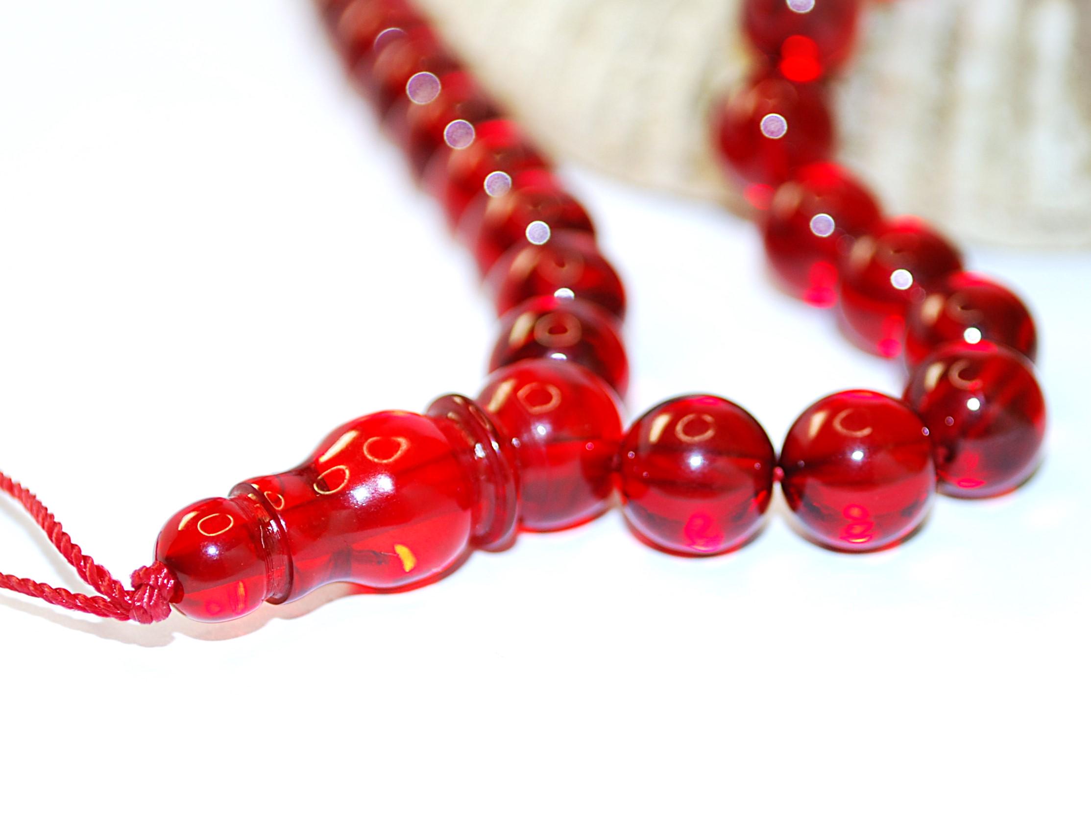 Caribbean Ruby Amber Tesbih: Islamic Prayer Beads, 33 Round Balls - Etsy