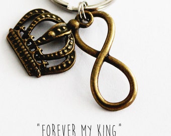 KING AND QUEEN. Couples Keychain Set. Forever My King. Forever | Etsy