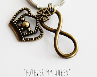 KING AND QUEEN. Couples Keychain Set. Forever My King. Forever | Etsy