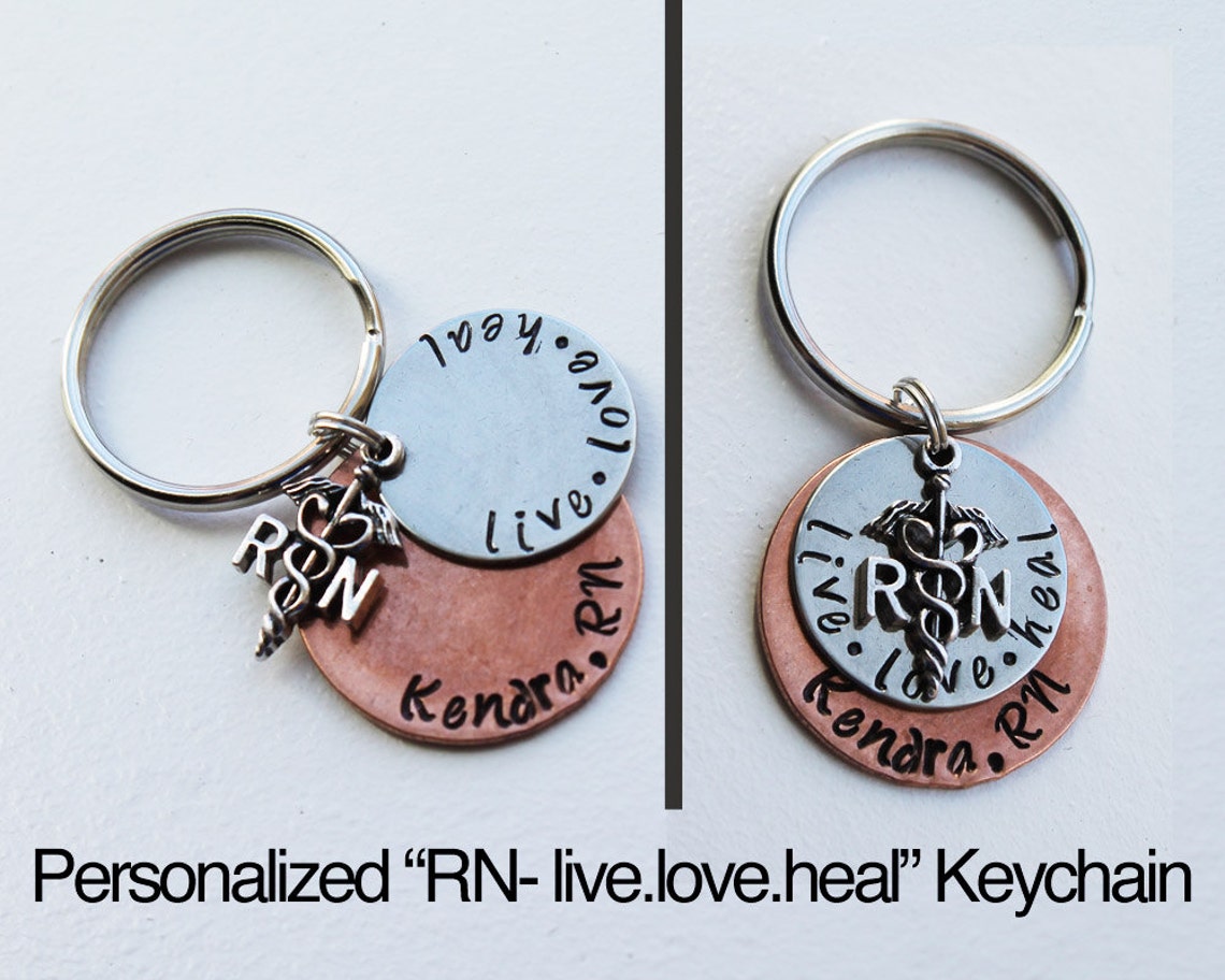 NURSE Gift. Personalized RN Keychain With live. Love. - Etsy