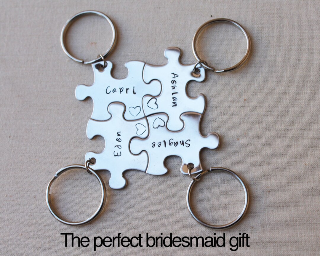 BEST FRIEND Puzzle Piece Personalized Keychains, Bridesmaids Gift ...