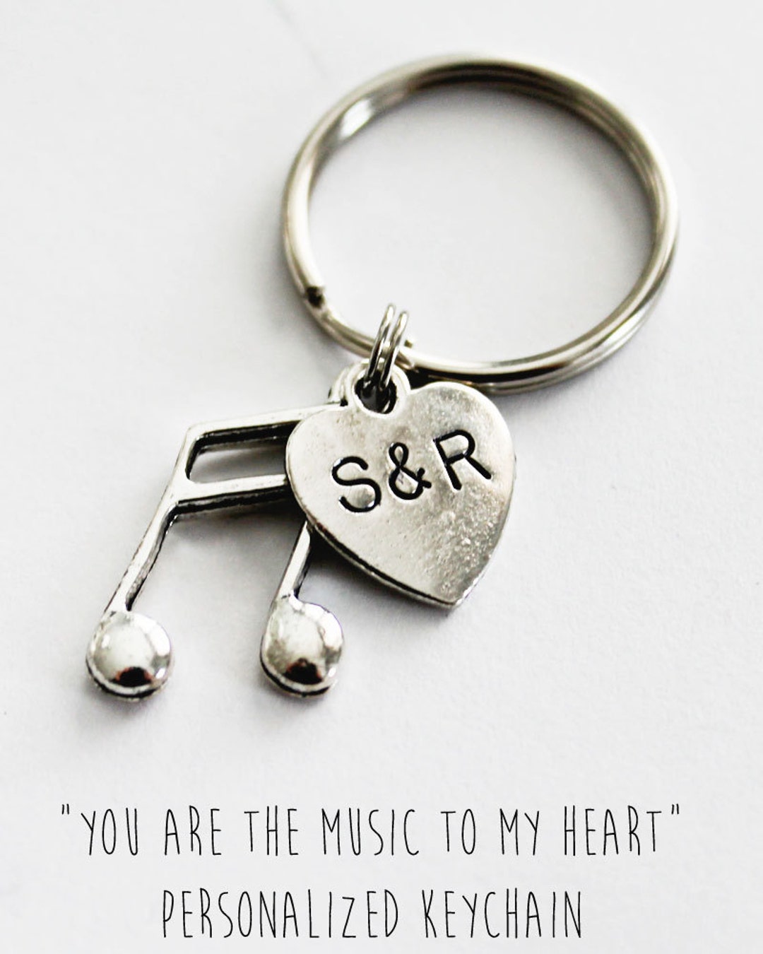 MUSIC KEYCHAIN. You Are the Music to My Heart. Personalized. Music Note ...