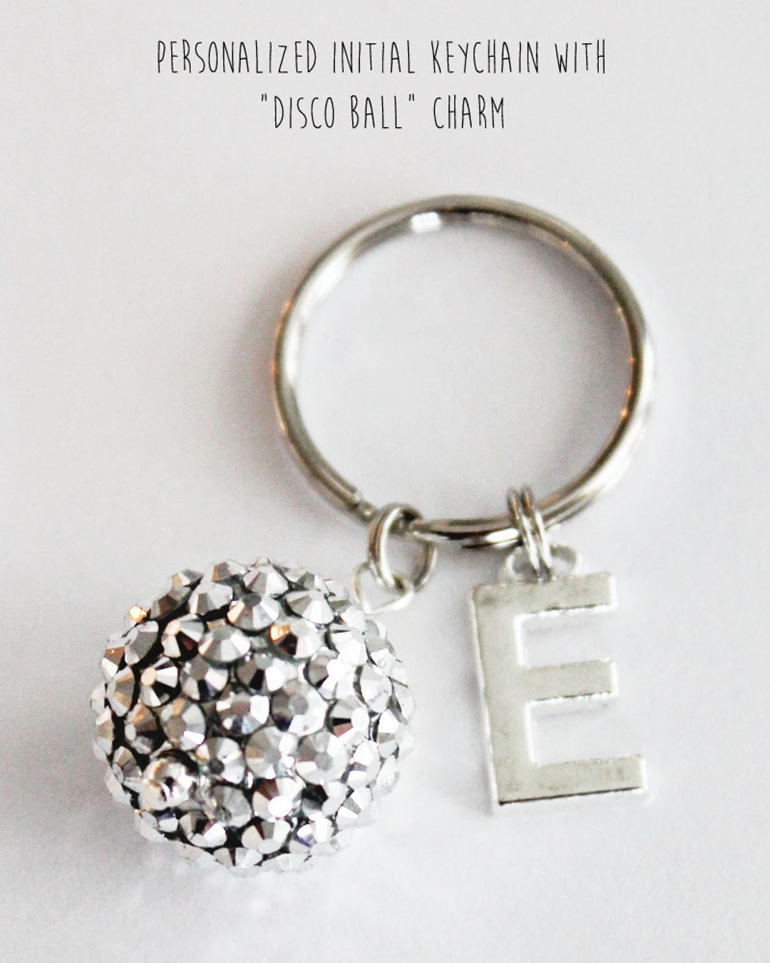 Initial Keychain. Disco Ball Keychain. Cute Keychain. - Etsy