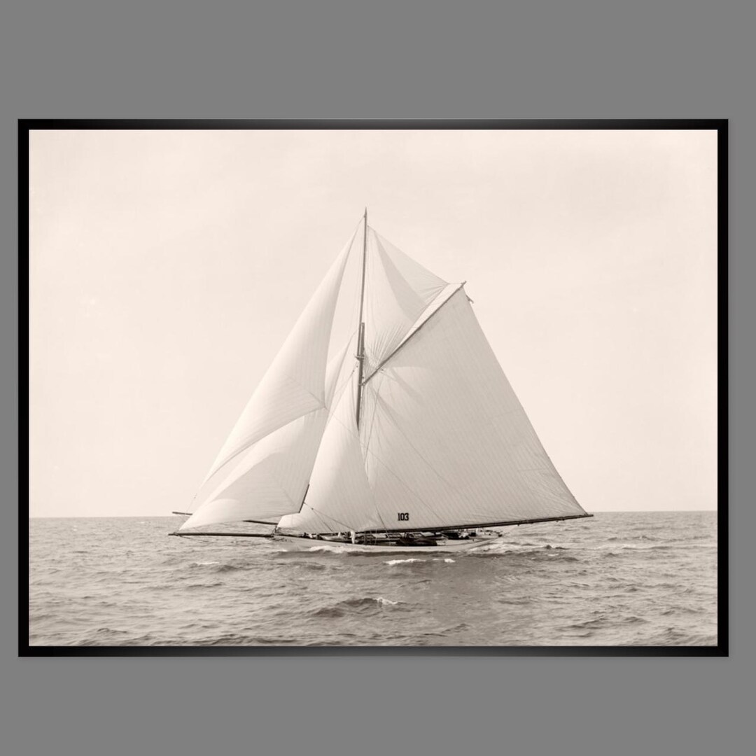 Ships - Sailing Yacht "harpoon" at Sea 1892 ART PRINT Poster Historical ...