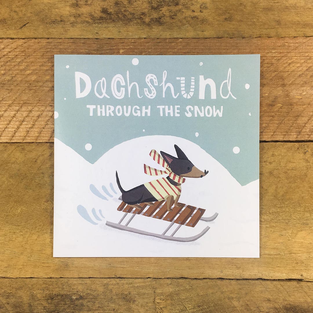 Dachshund Through the Snow Christmas Card, Dog Christmas Card, Recycled ...