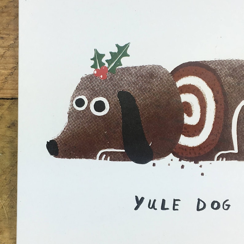 Sliced Yule Dog Christmas Card, Funny Christmas Card, Yule Log, Funny ...
