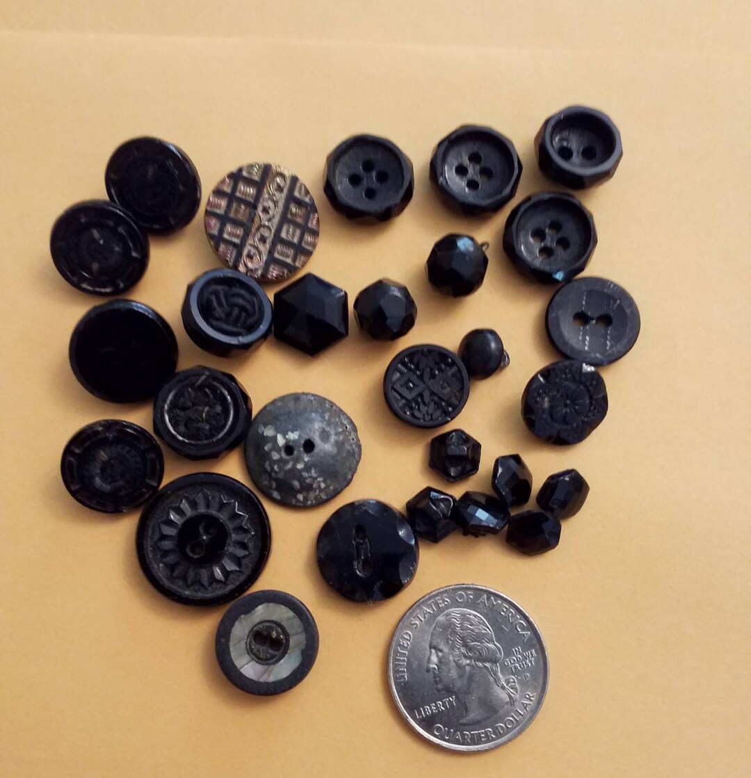 Vintage Black Button Lot With 28 Black Buttons - Etsy