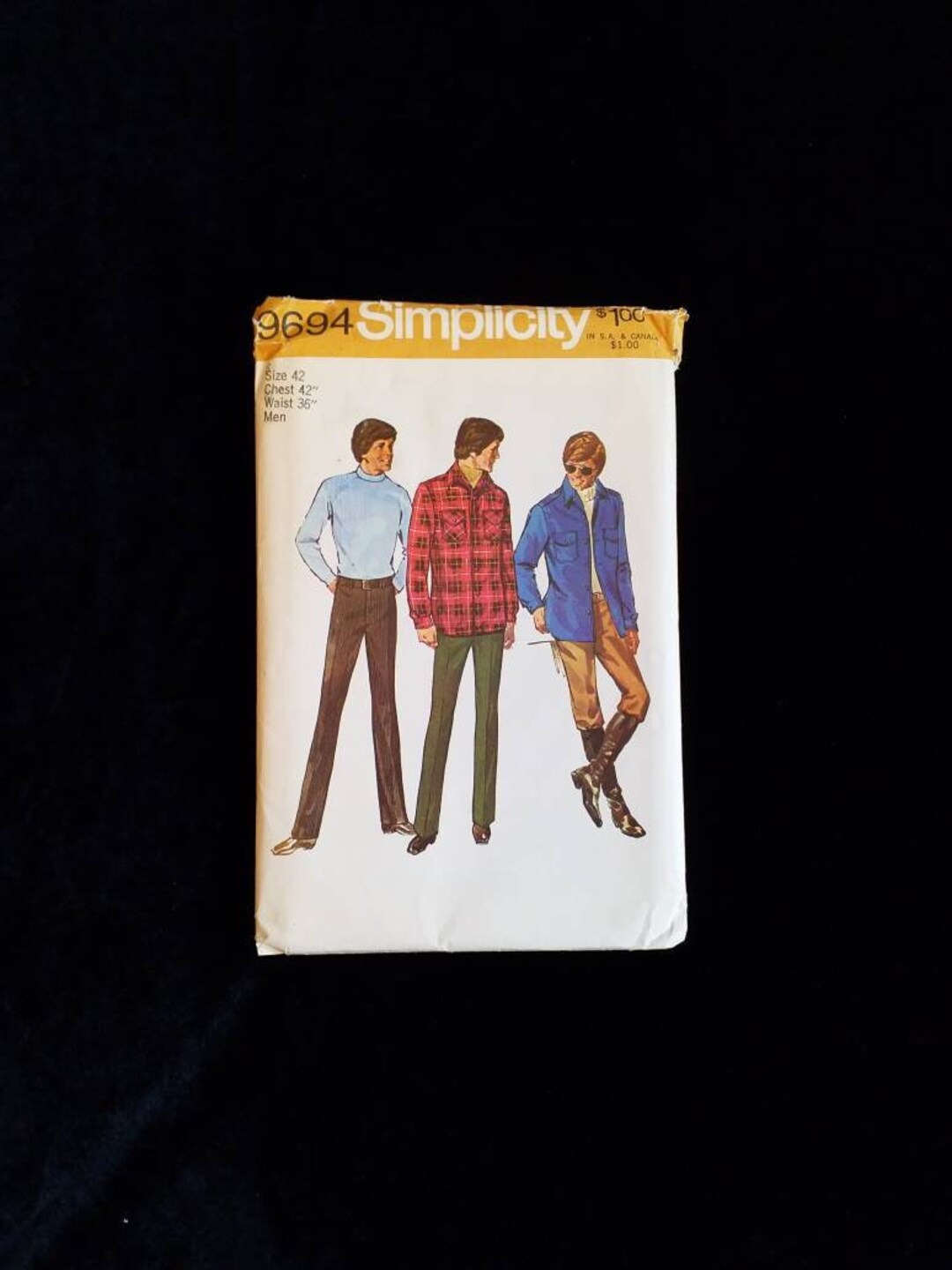 Vintage Simplicity 9694 Men's Pants, and Shirt Jacket Sewing Pattern ...