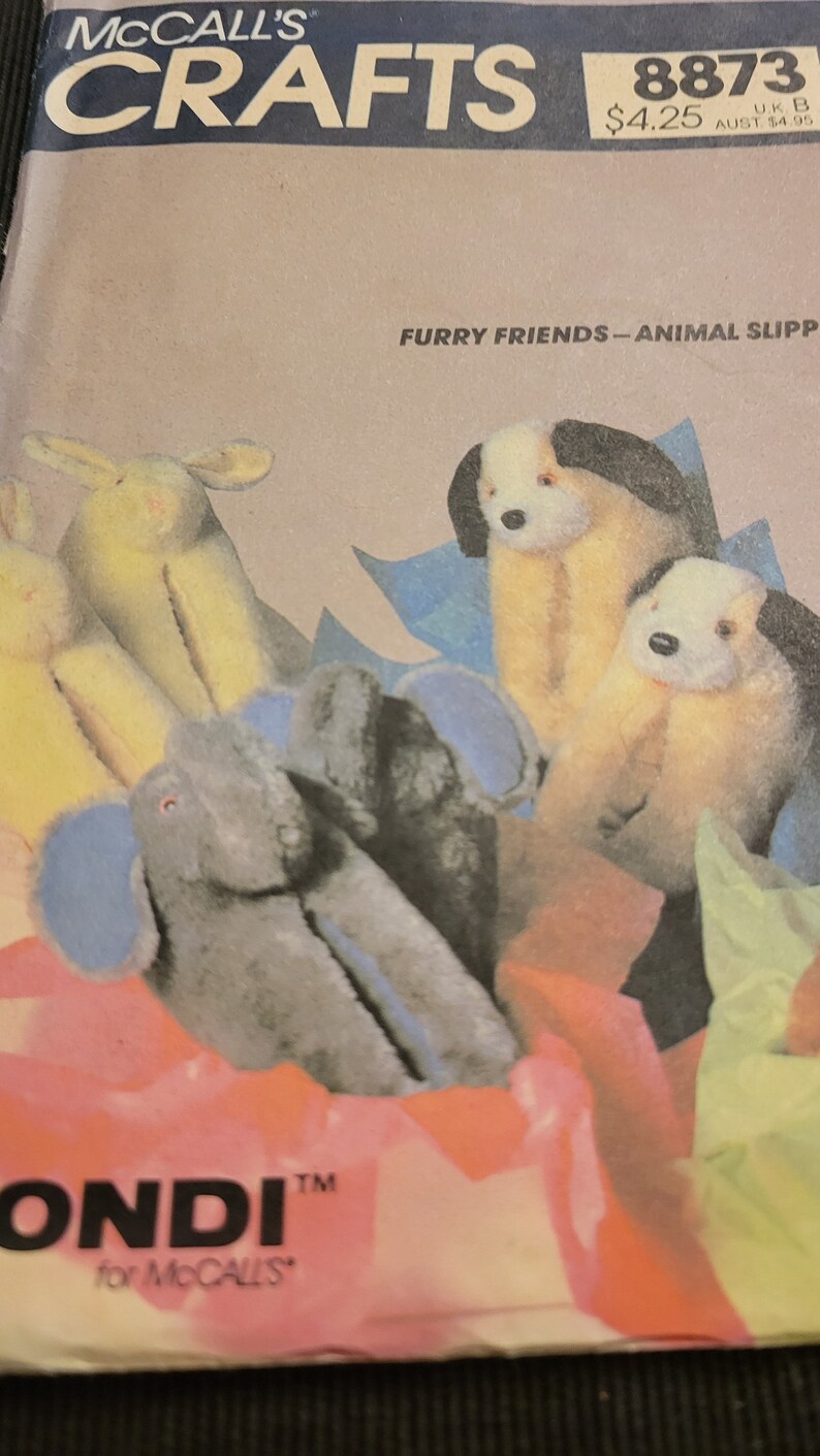 Mccall's Crafts Furry Friends Animal Slippers for Adults Sewing Pattern ...