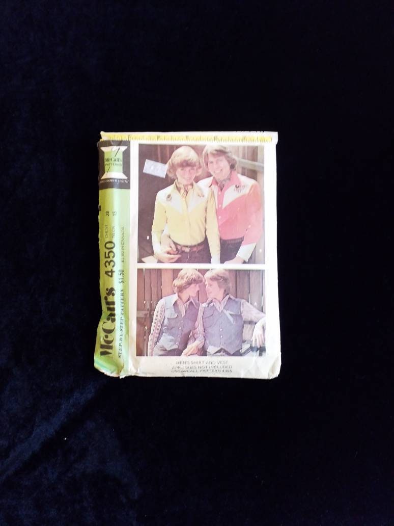 Vintage 1974 McCall's 4349. Western yolk style pearl snap shirt or vest ...
