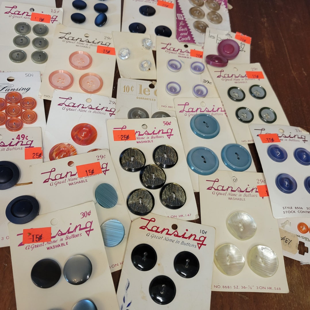 Vintage Notions Button Card Lot. Over 80 Buttons. - Etsy