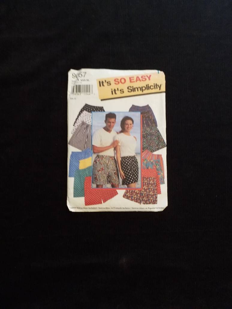 Vintage Simplicity 9057 Men's and Women's shorts sewing pattern. XXS-XL ...