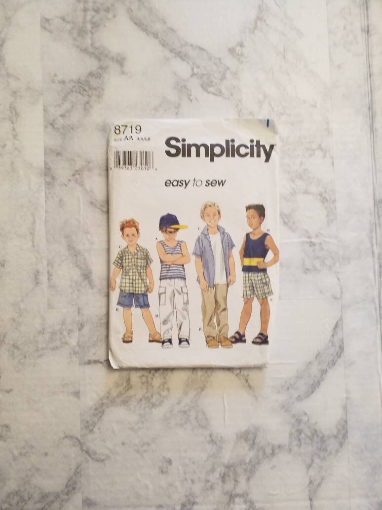 Simplicity 8719 boys' shorts, pants, tank top, and shirt sewing pattern ...