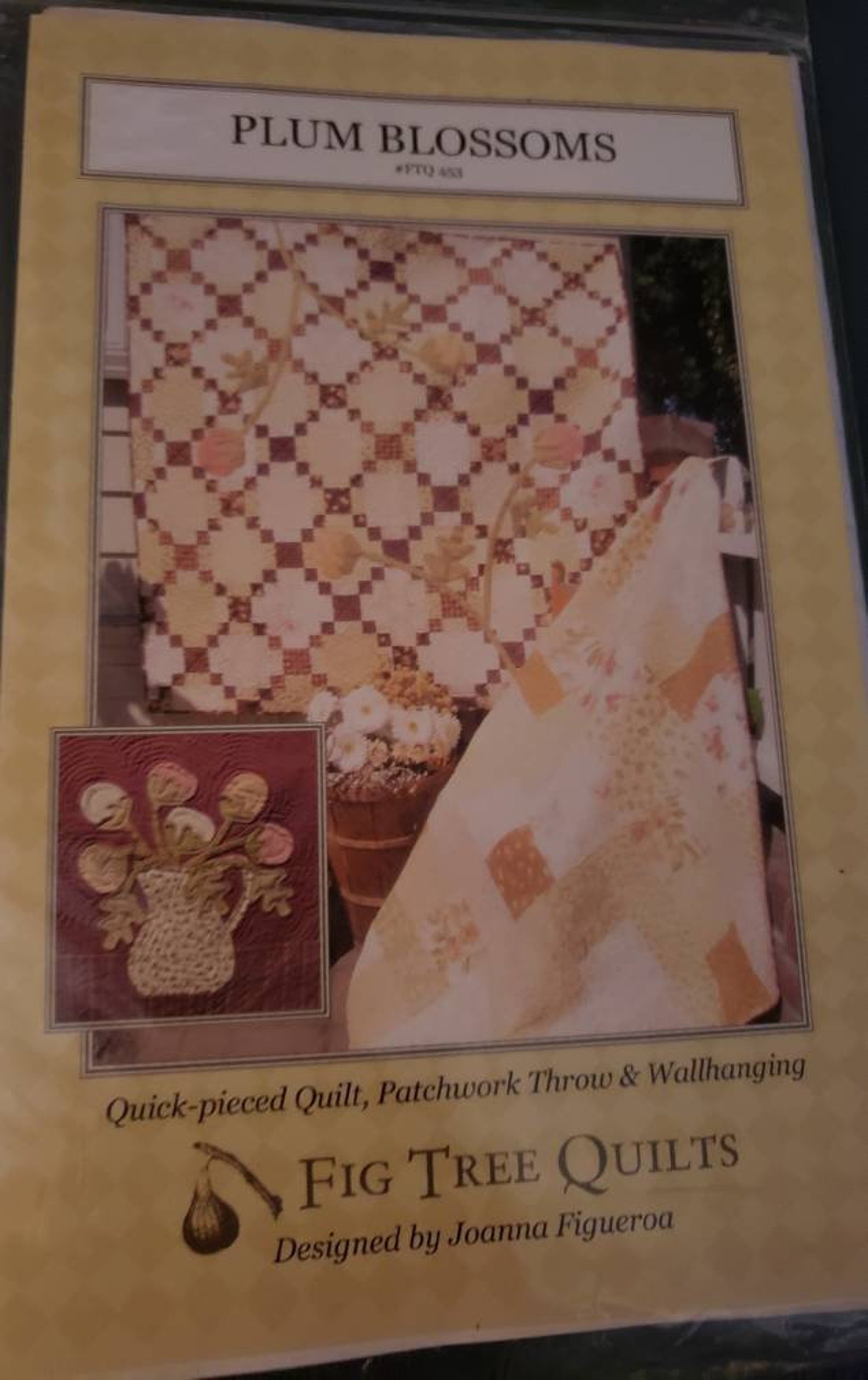 Plum Blossoms Shabby Chic Patchwork Quilt Pattern Peonies in Bloom Wall ...