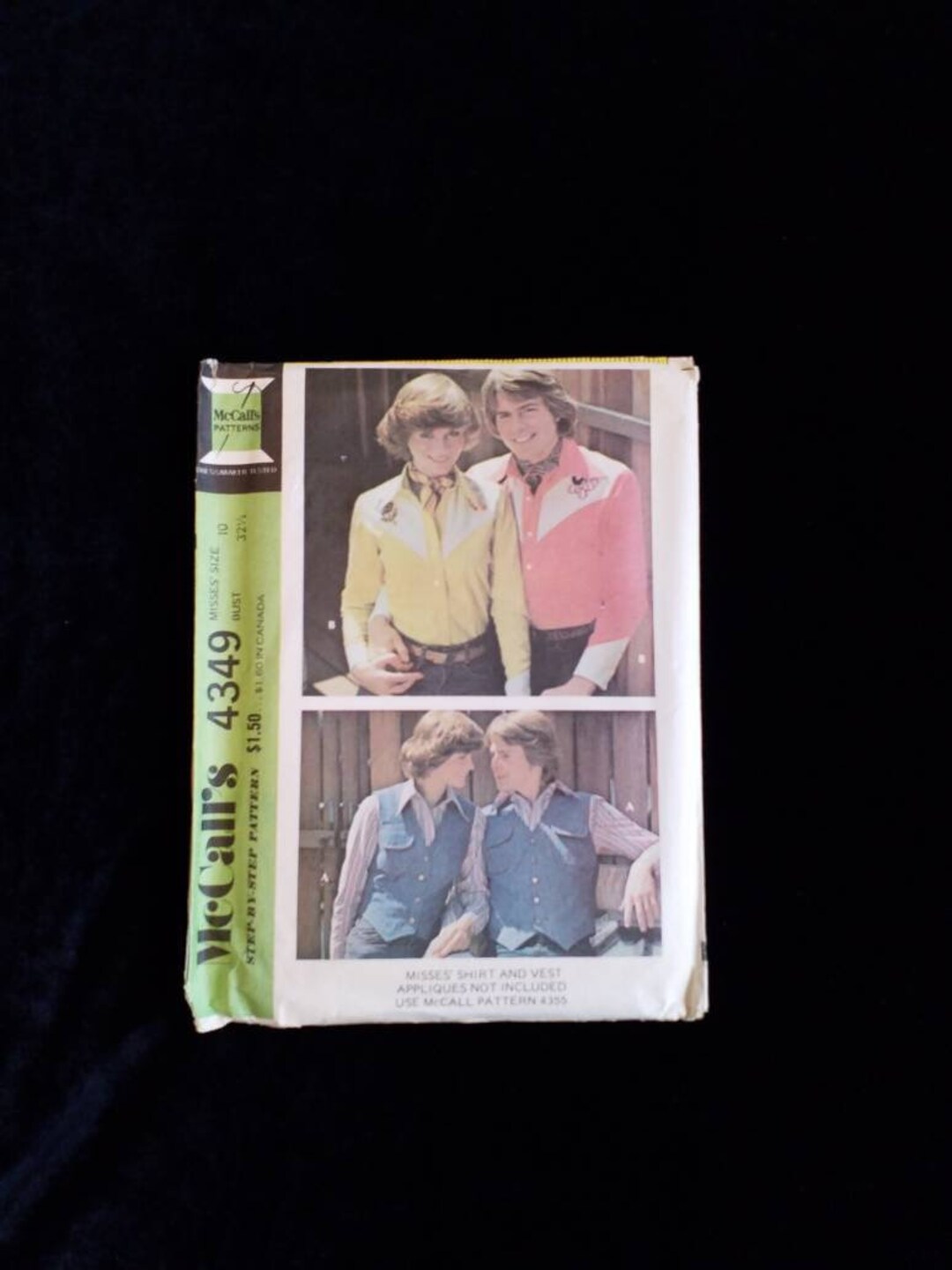 Vintage 1974 Mccall's 4349. Western Yolk Style Pearl Snap Shirt or Vest ...