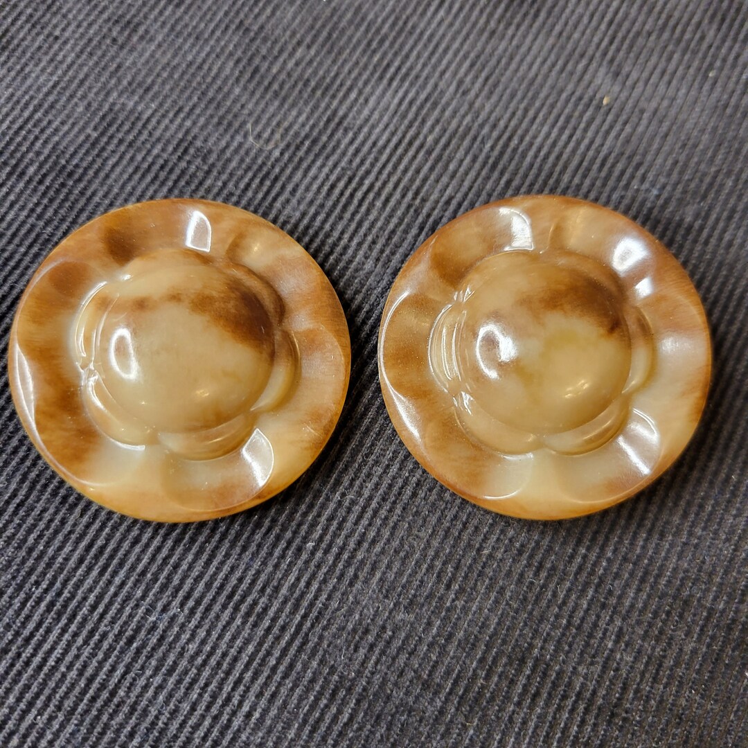 2 Vintage Brown Marble Flower Buttons - Etsy