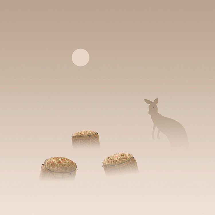 Kangaroo With Stools - Illustration Postcard 14,8cm X 14,8cm / Print ...