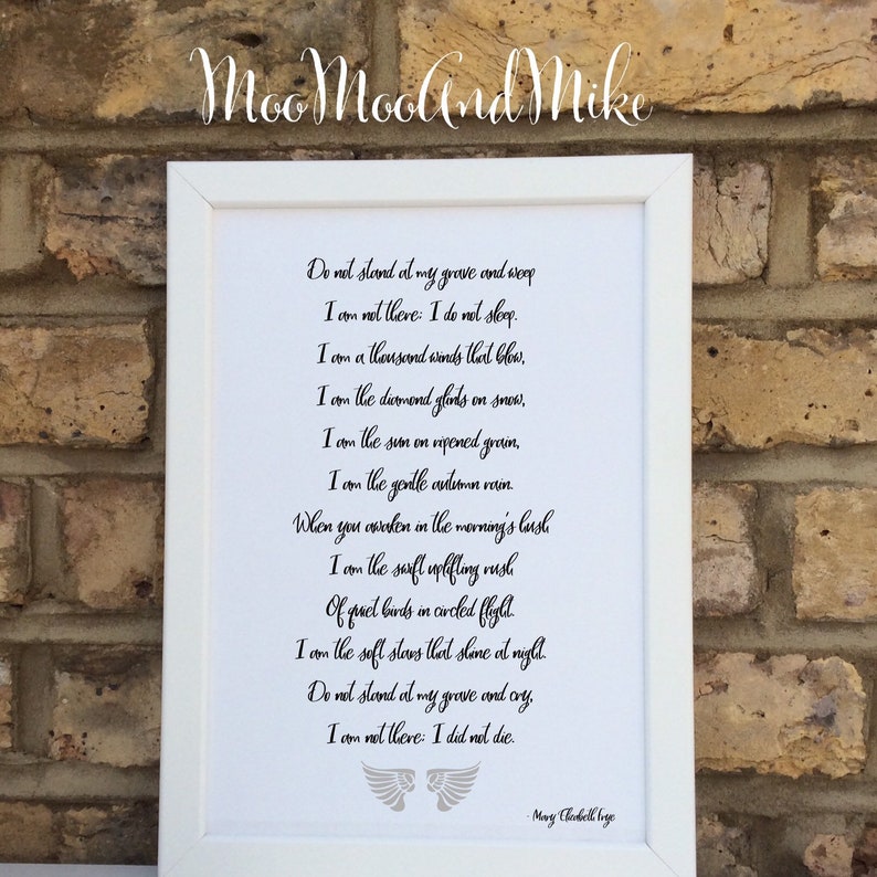 Poem by Mary Elizabeth Frye Angel Wings Bereavement Print - Etsy