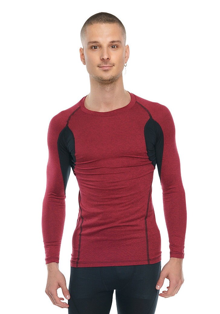 Mens Long Sleeve Designer Raglan Performance Fit Active Tee With 4-way ...