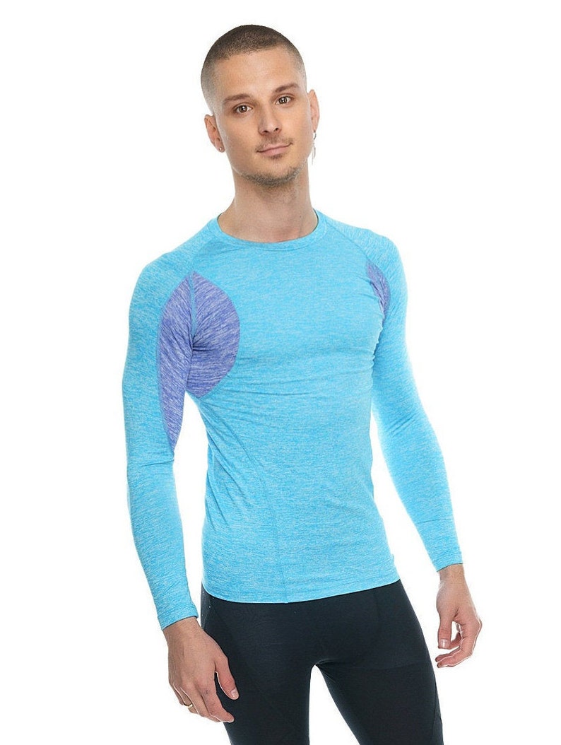 Mens Long Sleeve Designer Raglan Performance Fit Active Tee With 4-way ...