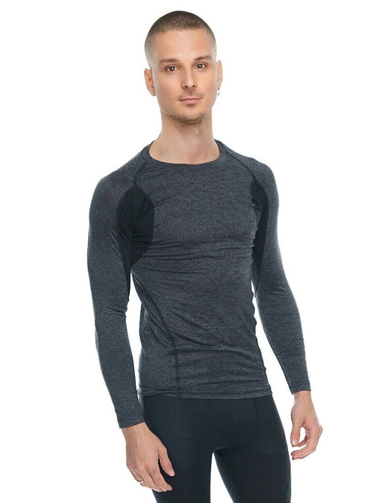 Mens Long Sleeve Designer Raglan Performance Fit Active Tee With 4-way ...