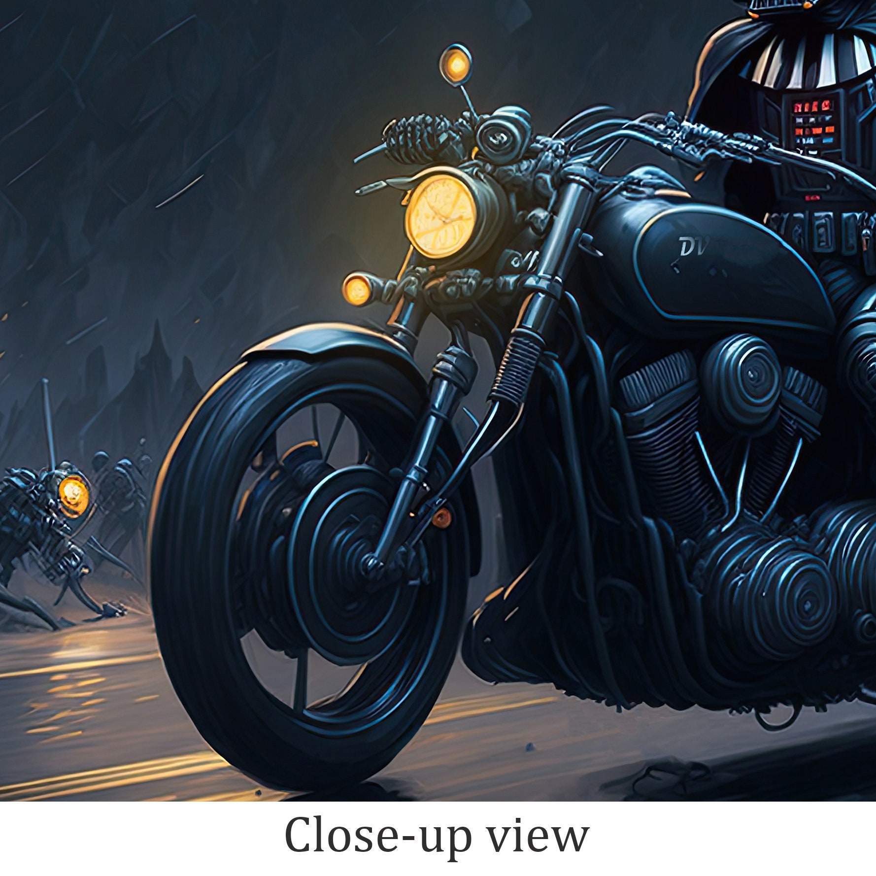 Darth Vader on a Motorcycle, Motorbike Star Wars Art Print Fantasy Film ...